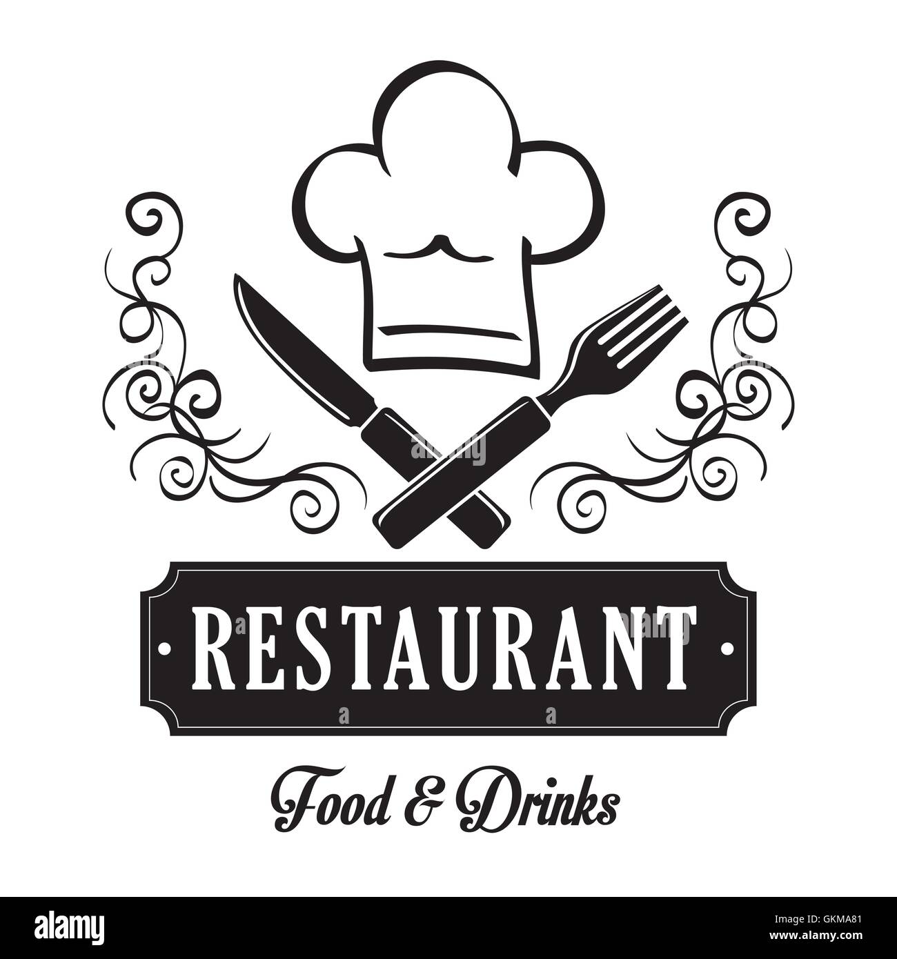 cutlery and chefs hat design, vector illustration Stock Vector Image ...