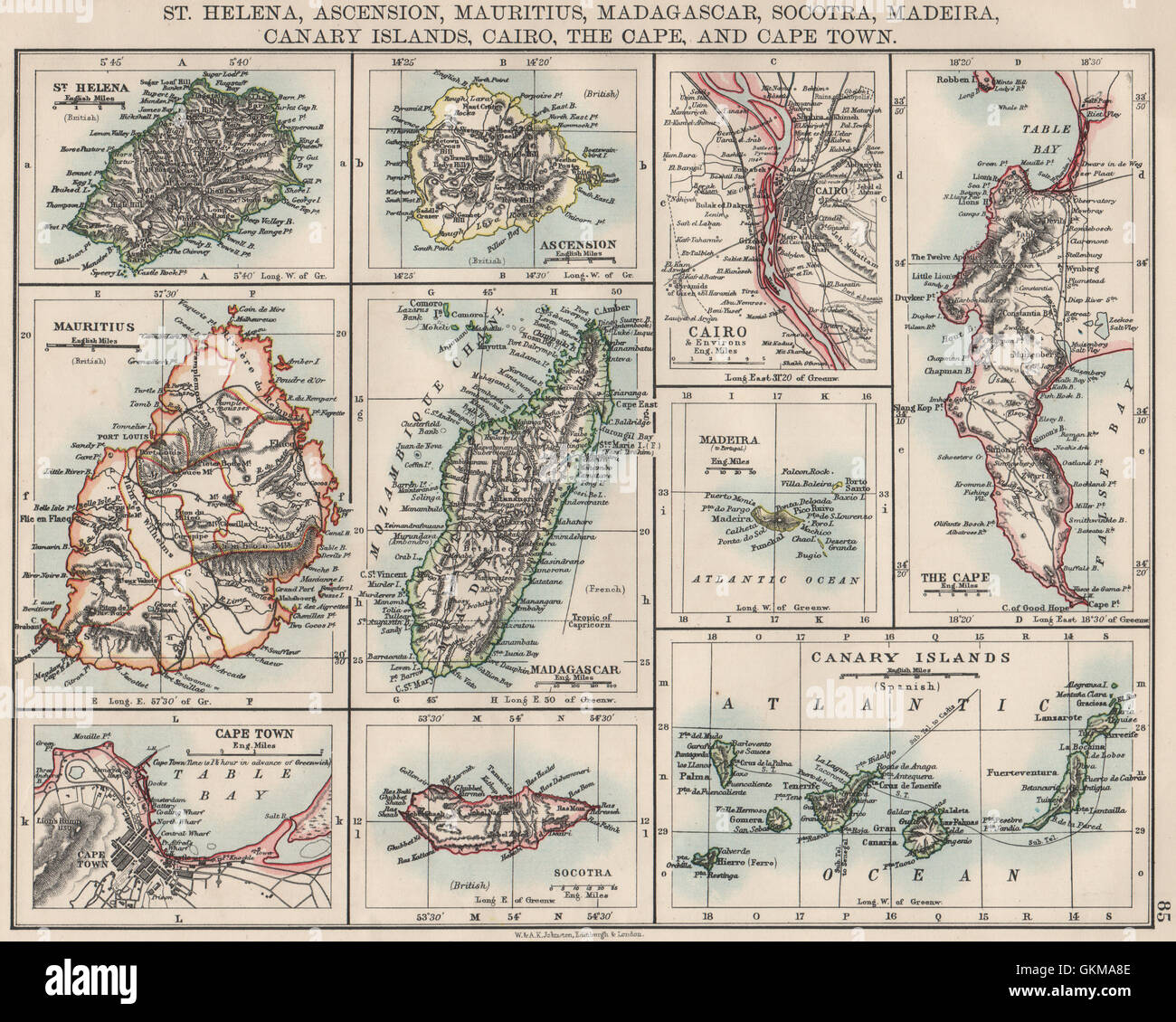 AFRICAN ISLANDS.Mauritius Madagascar Madeira Canaries St Helena, 1900 ...