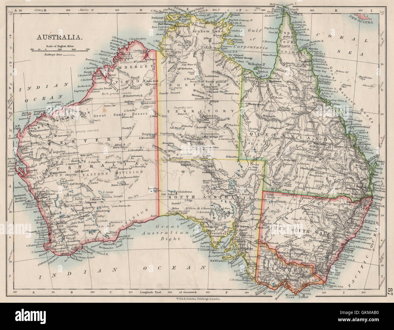 AUSTRALIA. States. Showing Northern Territory within SA. JOHNSTON, 1900 ...