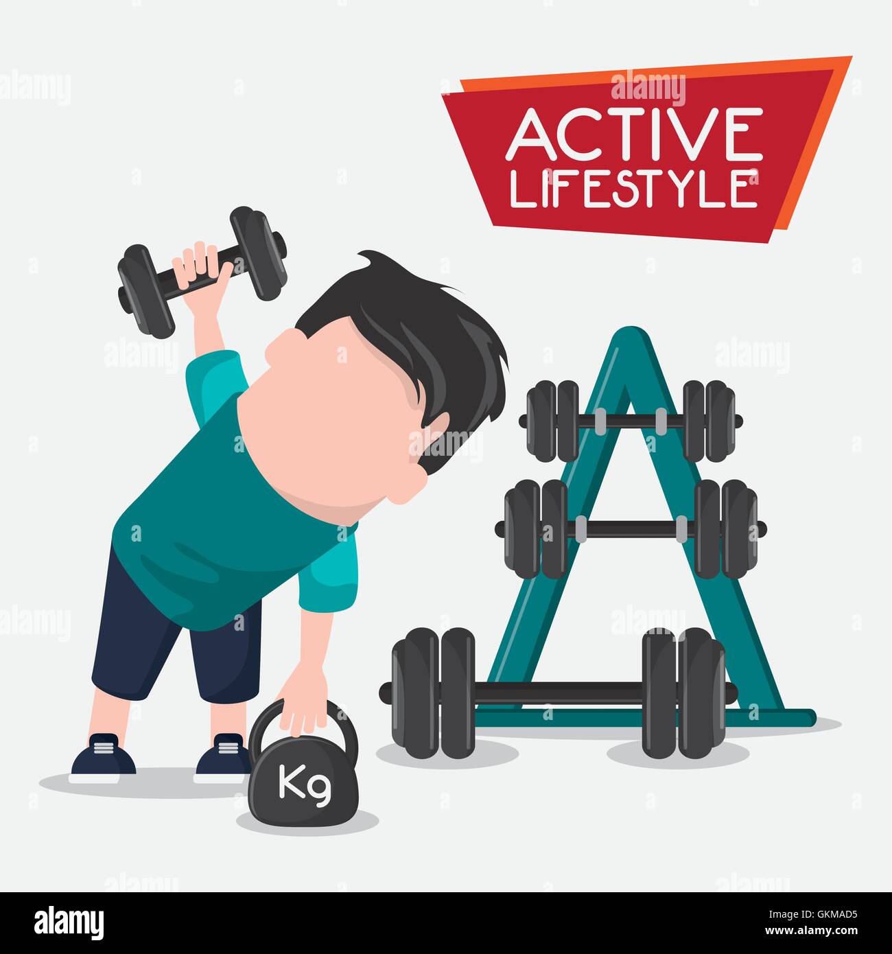 boy weight lifting healthy lifestyle design Stock Vector Image & Art ...
