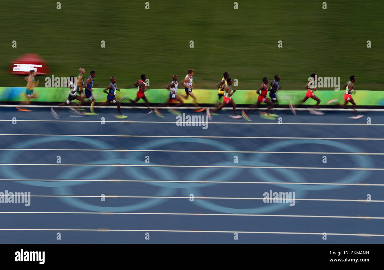 Action from the Men's 5000m final at the Olympic Stadium on the ...