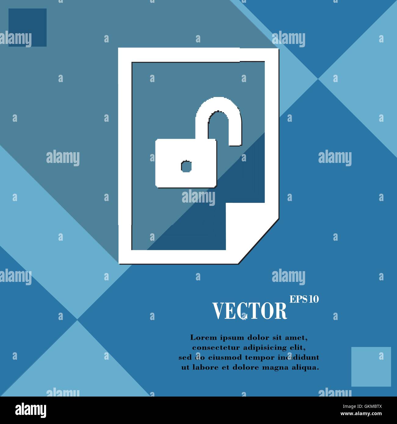 File unlocked icon symbol Flat modern web design with long shadow and ...