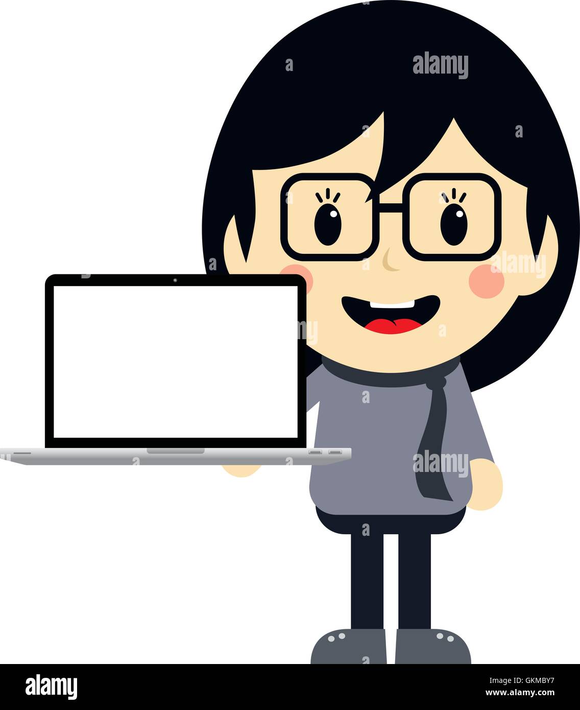 cute girl with laptop cartoon character Stock Vector Image & Art - Alamy