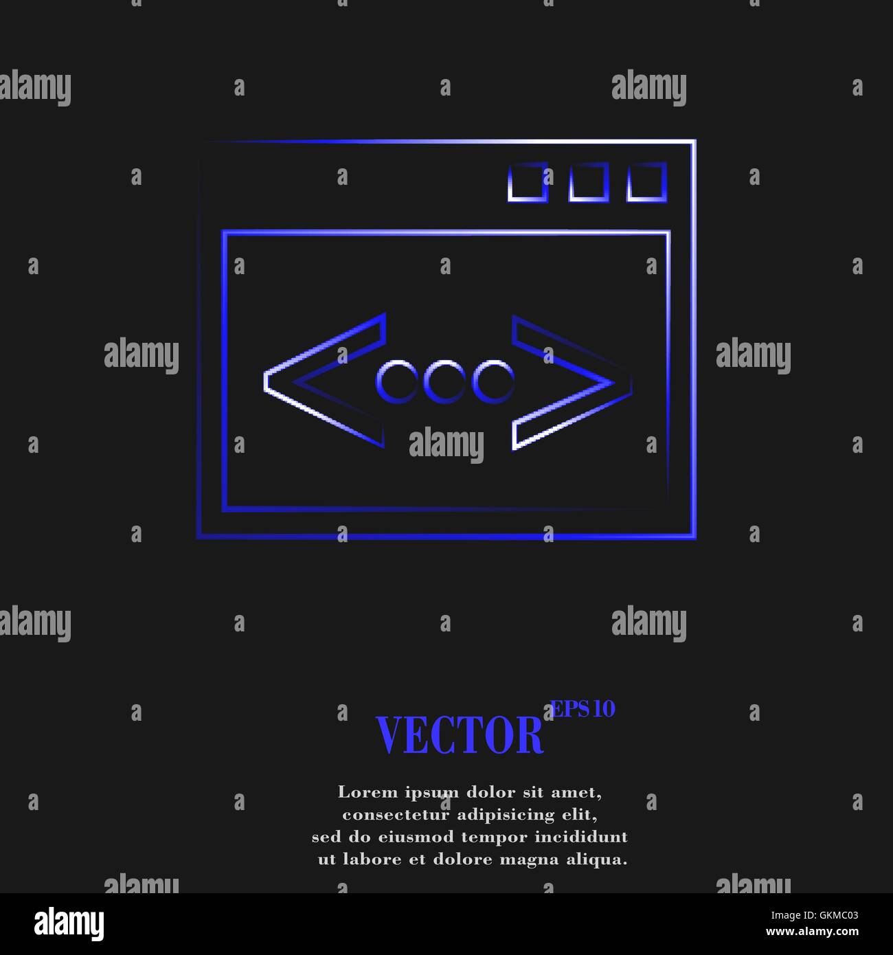 Code icon symbol Flat modern web design with long shadow and space for ...