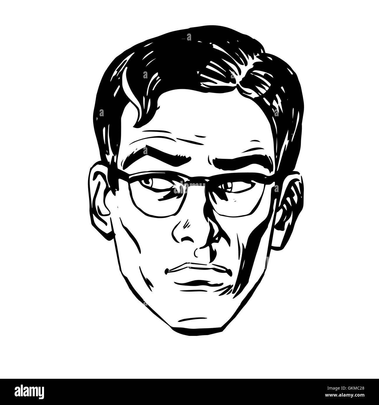 Anxious emotional face men fear uncertainty eye retro Stock Vector ...