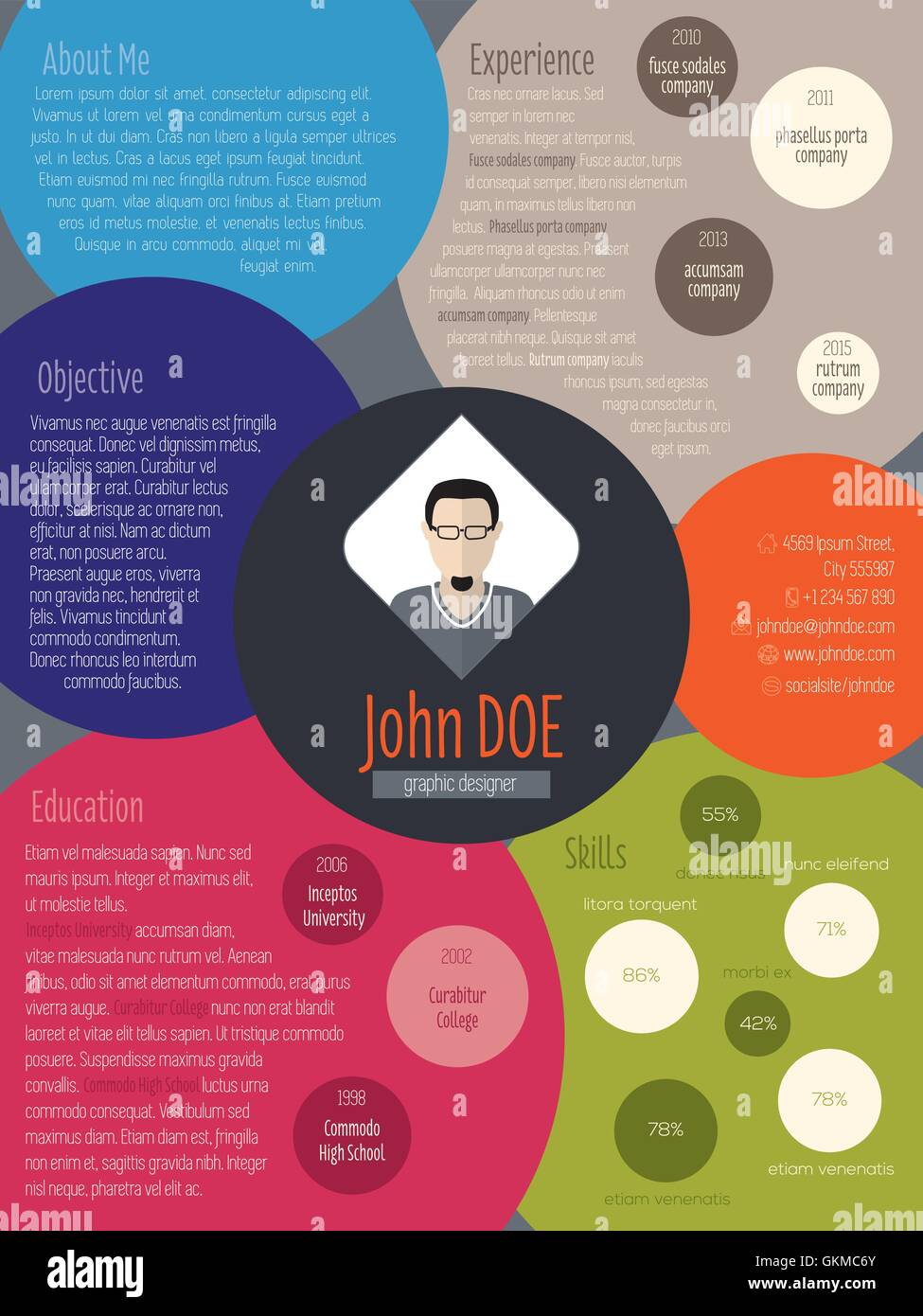 Modern resume curriculum vitae cv ith colored circles Stock Vector ...