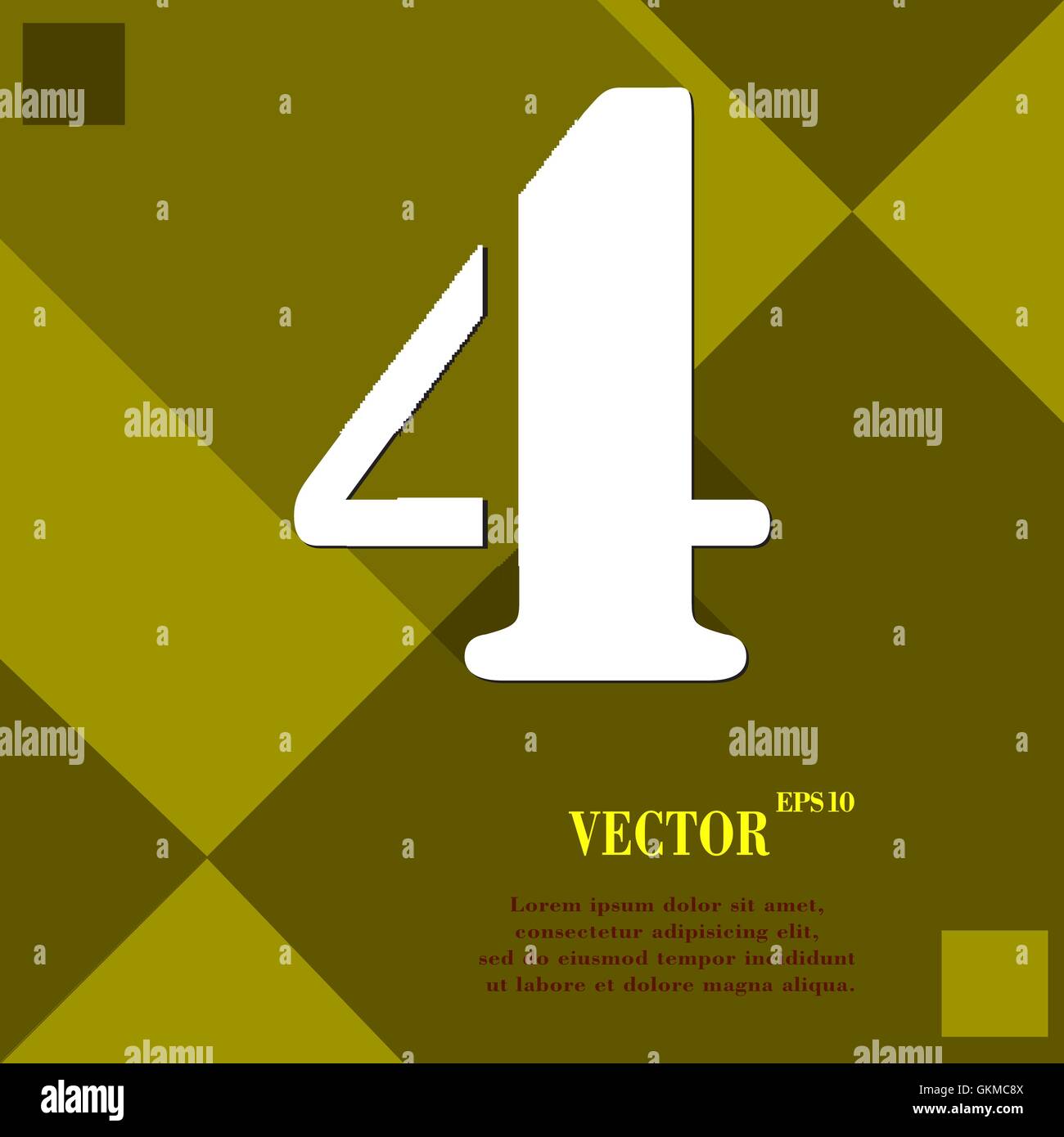 number four icon symbol Flat modern web design with long shadow and ...