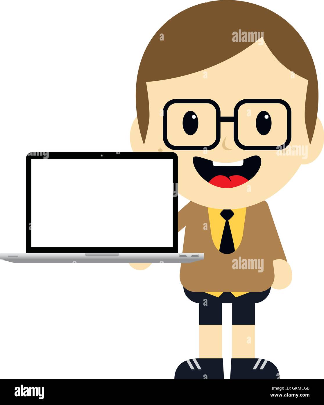 adorable boy with laptop cartoon character Stock Vector Image & Art - Alamy
