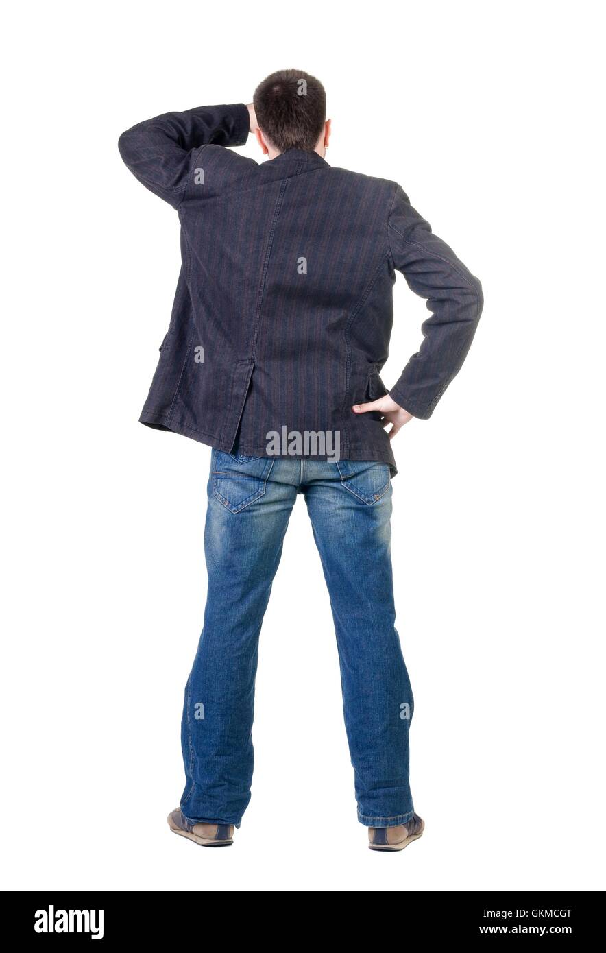 young expert looks ahead. rear view Stock Photo - Alamy