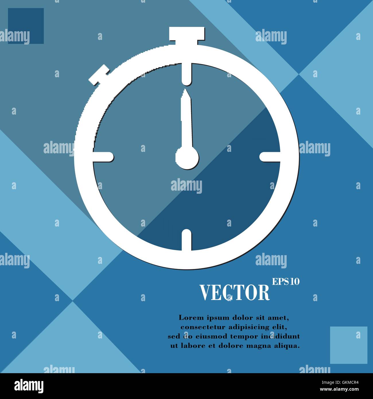 Timer icon symbol Flat modern web design with long shadow and space for ...