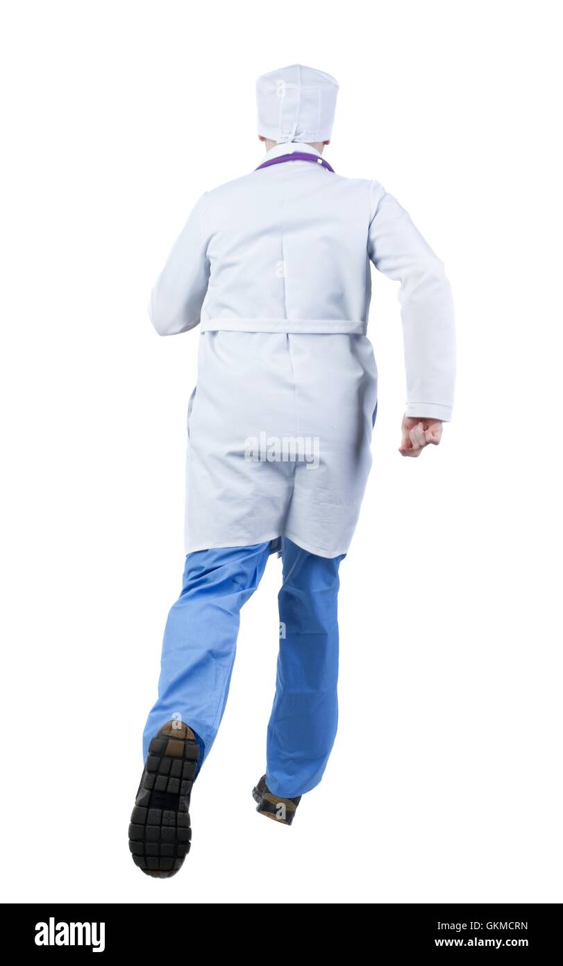 Back view doctor in robe hi-res stock photography and images - Alamy