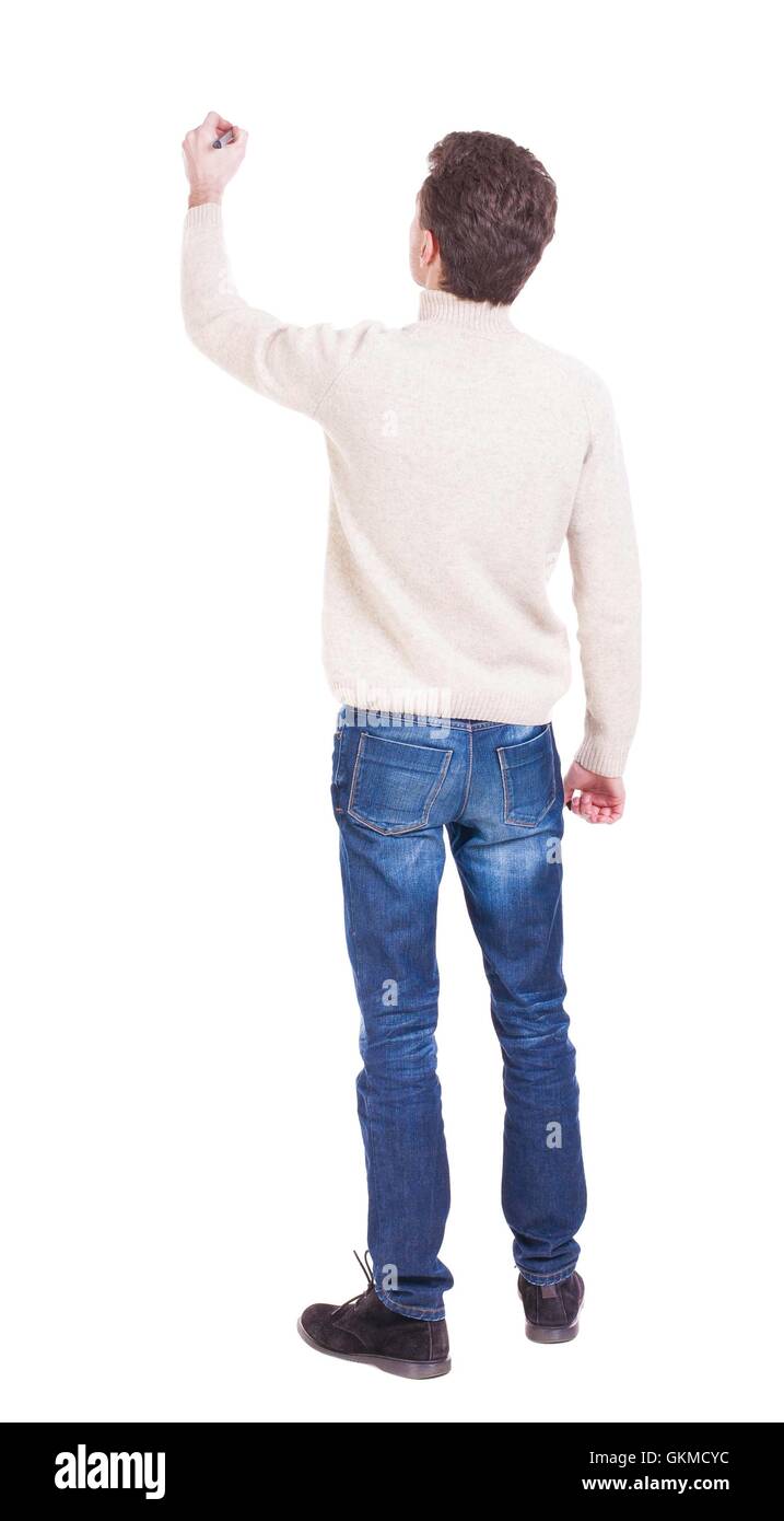 back view of writing beautiful man Stock Photo - Alamy