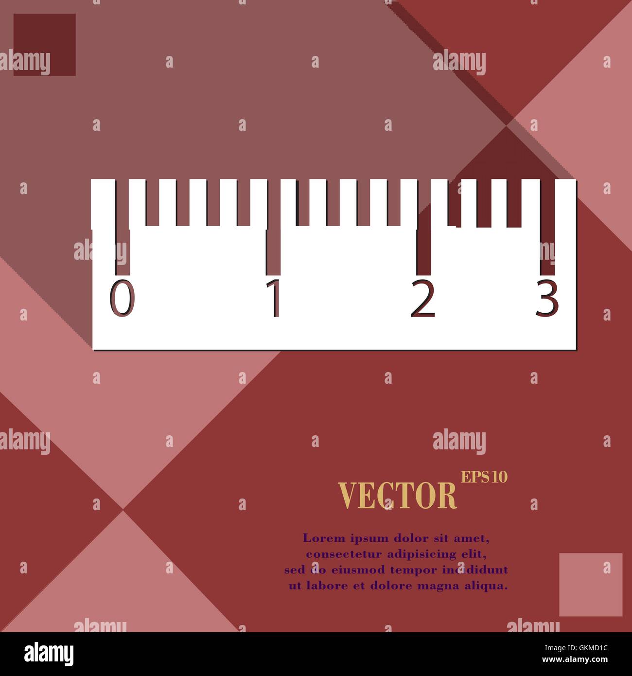 Ruler icon symbol Flat modern web design with long shadow and space for ...