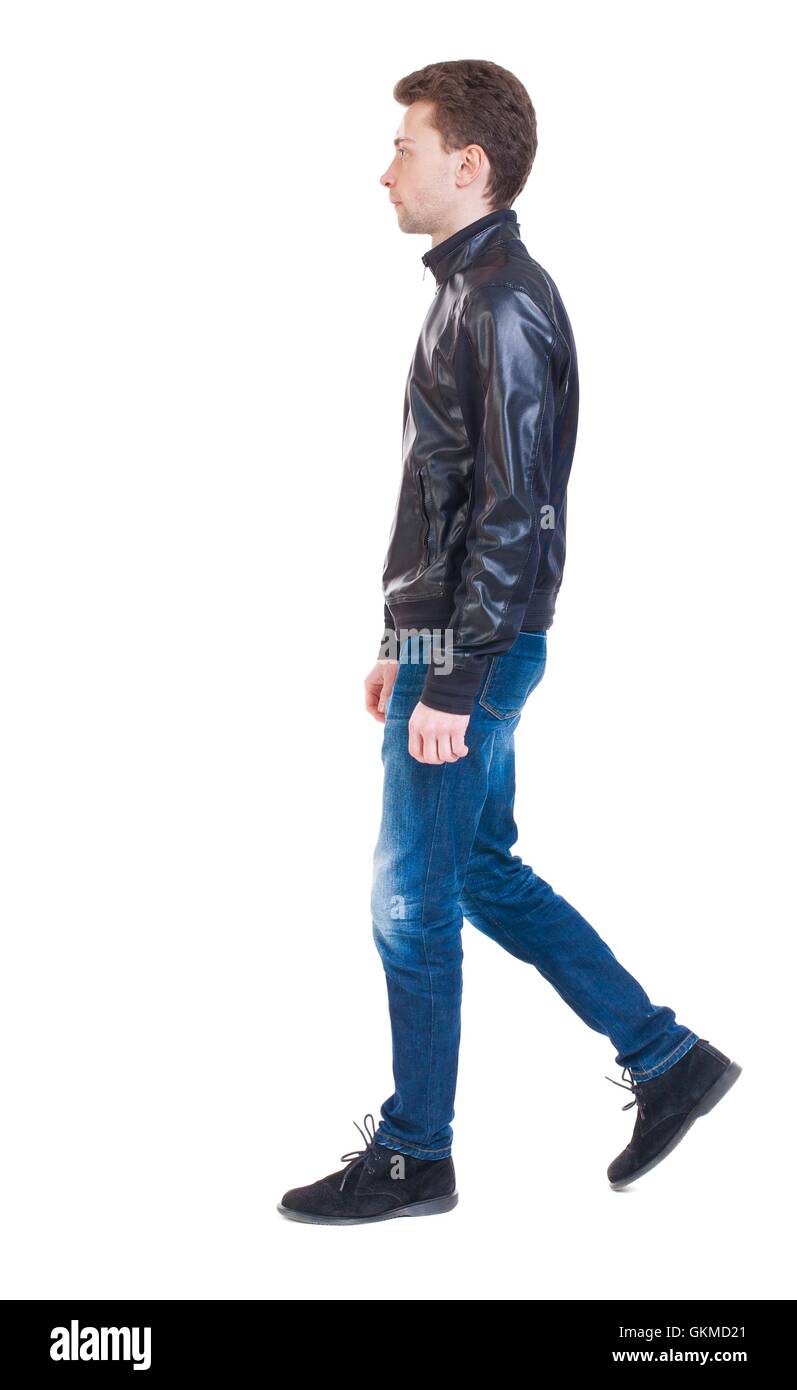 Back view of going handsome man in jacket Stock Photo - Alamy
