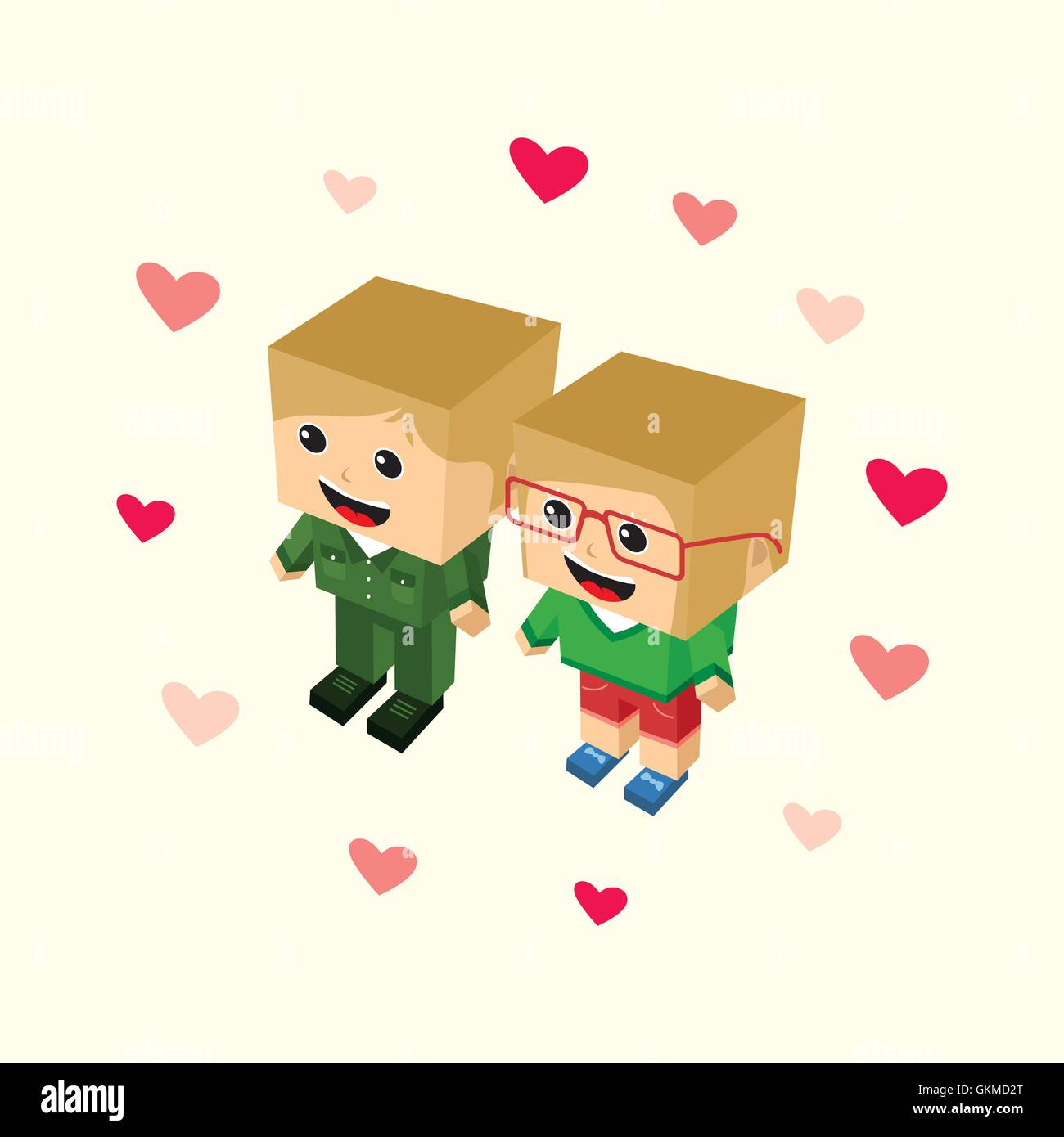 love couple block isometric cartoon character Stock Vector Image & Art ...