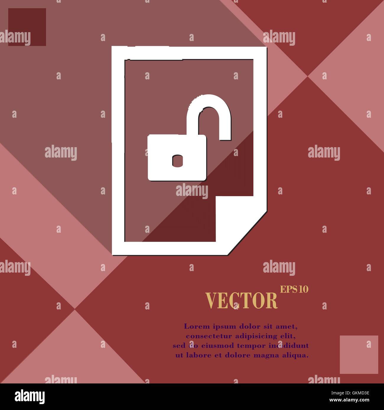 File unlocked icon symbol Flat modern web design with long shadow and ...