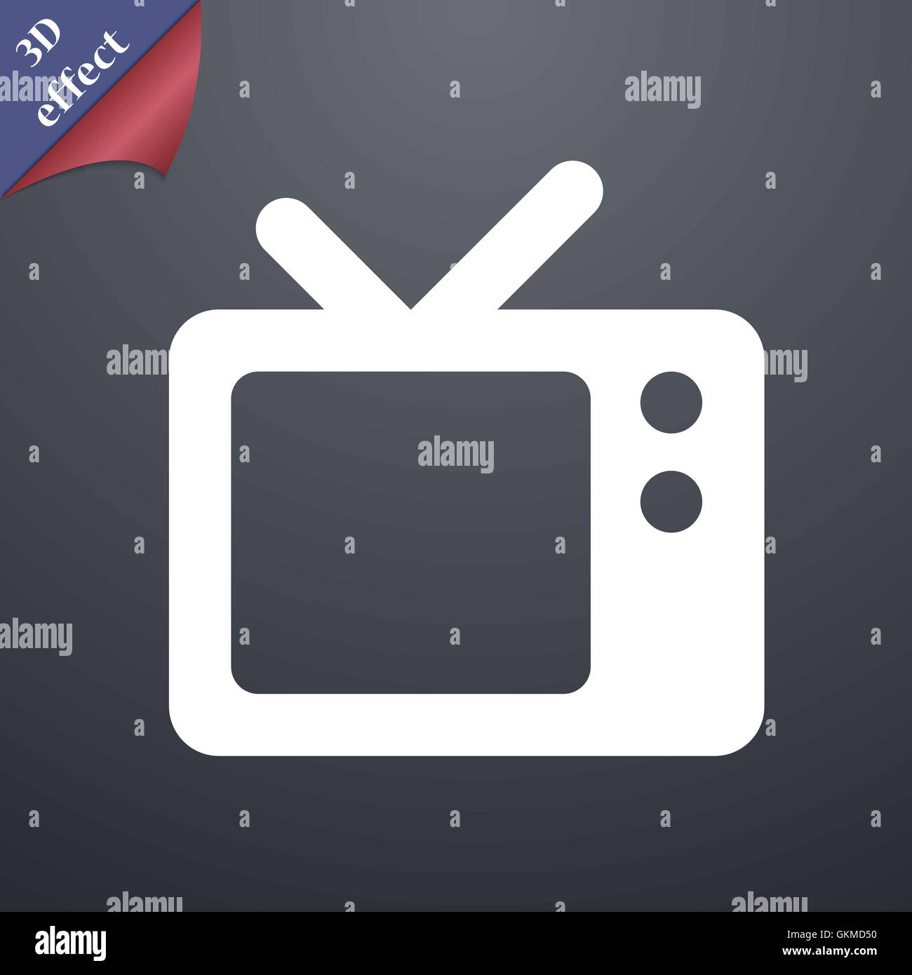 Retro TV icon symbol. 3D style. Trendy, modern design with space for ...