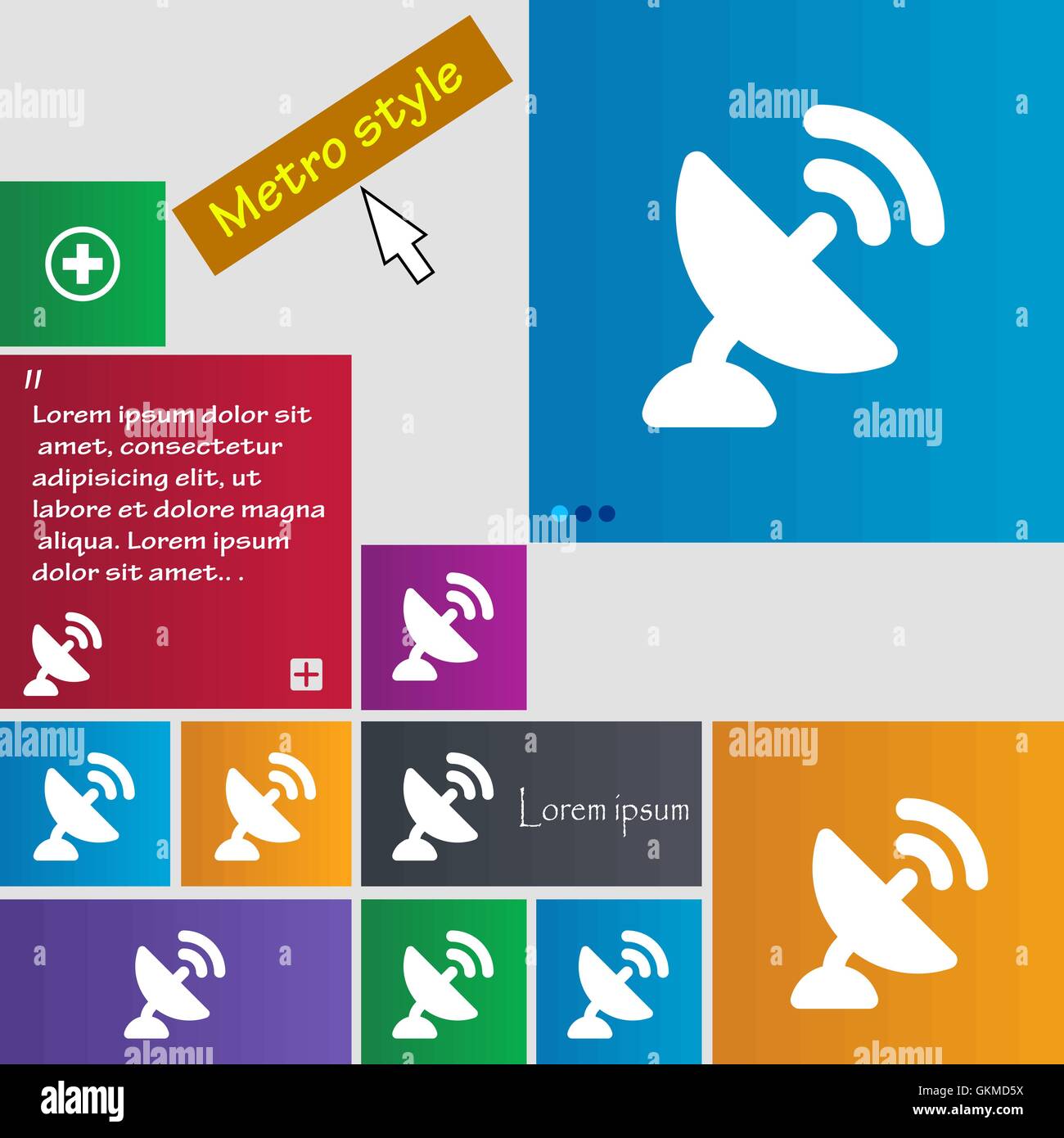 Satellite Antenna Icon Sign Metro Style Buttons Modern Interface Website Buttons With Cursor