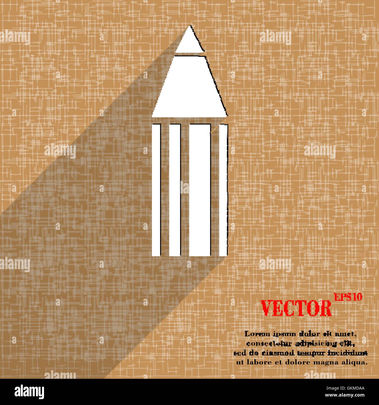 Pencil icon symbol Flat modern web design with long shadow and space ...