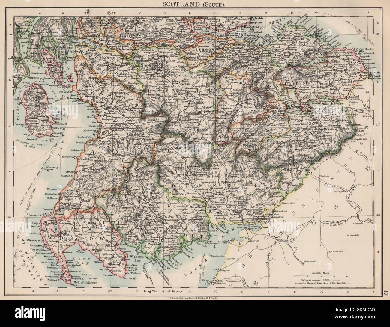 SOUTH SCOTLAND. Dumfries Galloway Lothian Borders Lanark Ayr.JOHNSTON ...