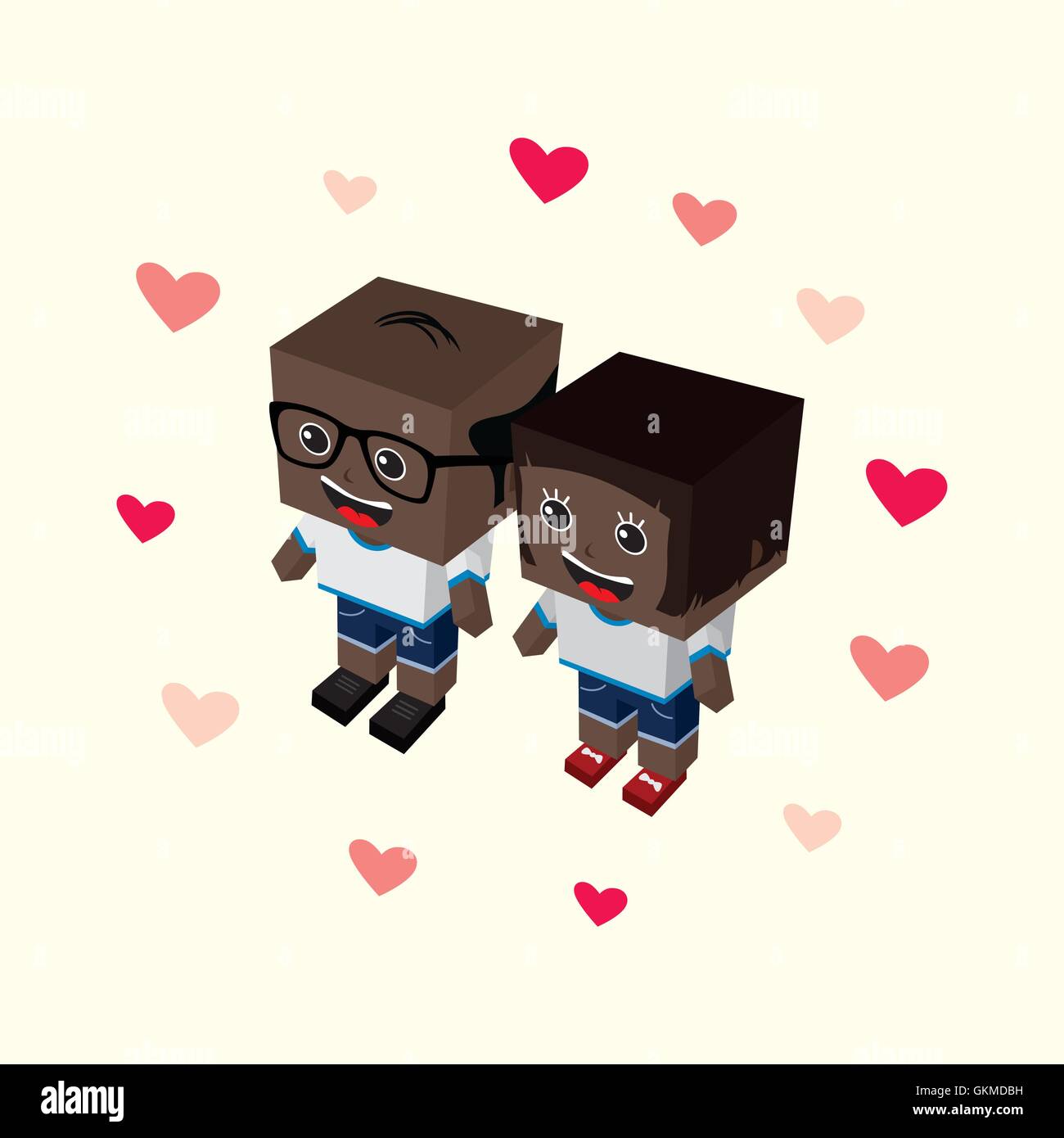 love couple block isometric cartoon character Stock Vector Image & Art ...
