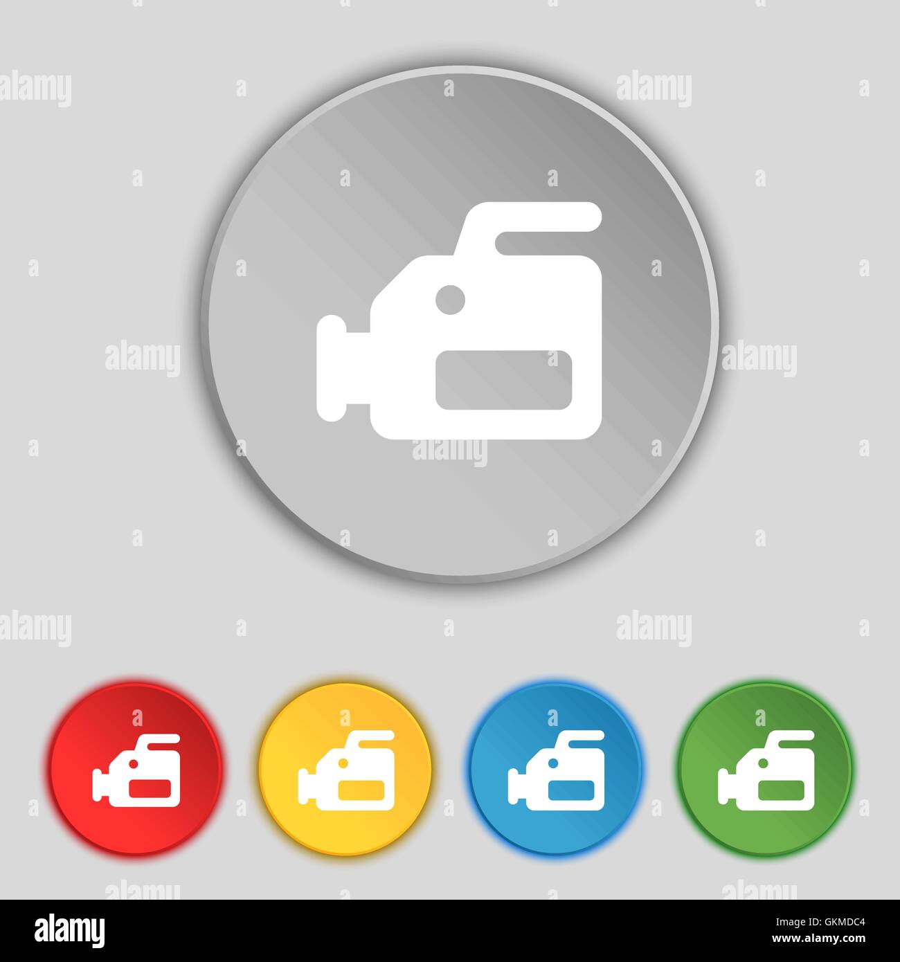 video camera icon sign. Symbol on five flat buttons. Vector Stock ...