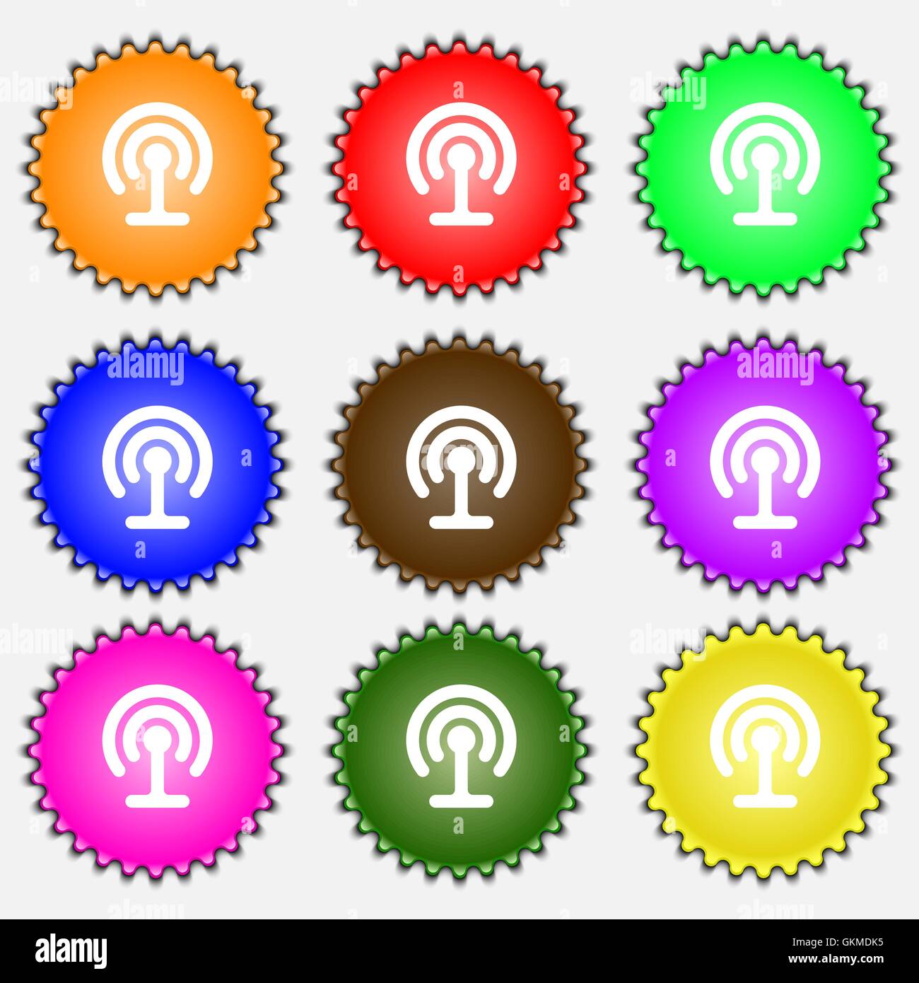 Wifi icon sign. A set of nine different colored labels. Vector Stock ...