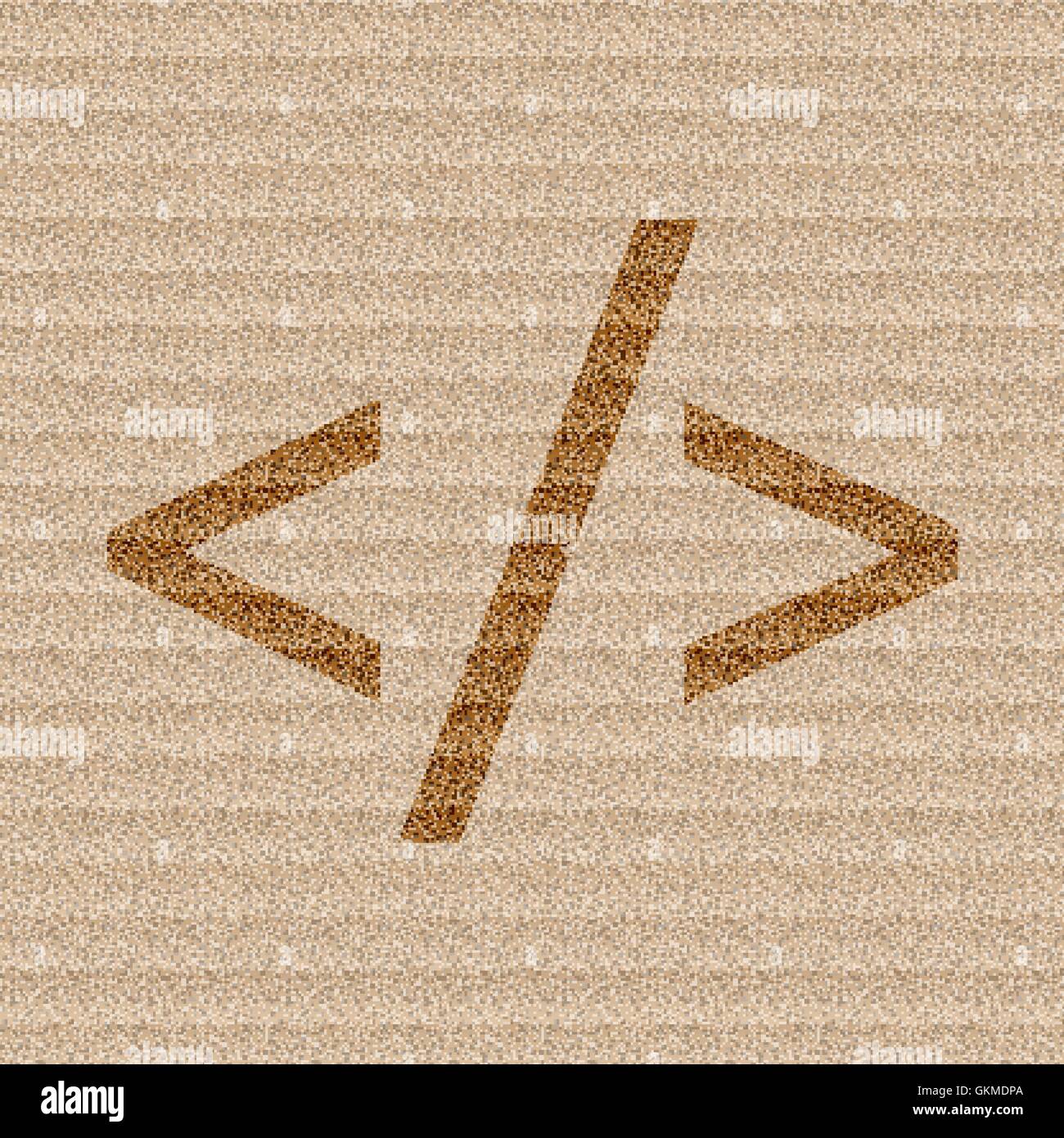 Programming Code Icon Symbol Flat Modern Web Design With Long Shadow