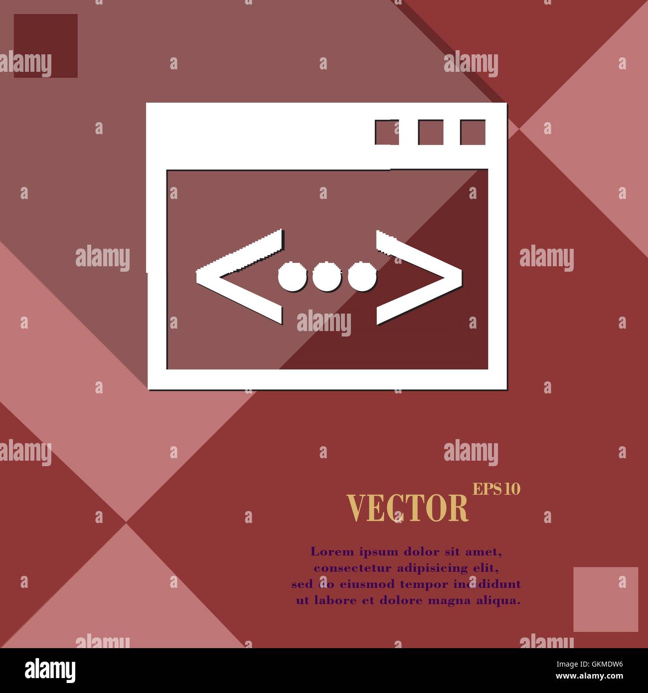 Code icon symbol Flat modern web design with long shadow and space for ...