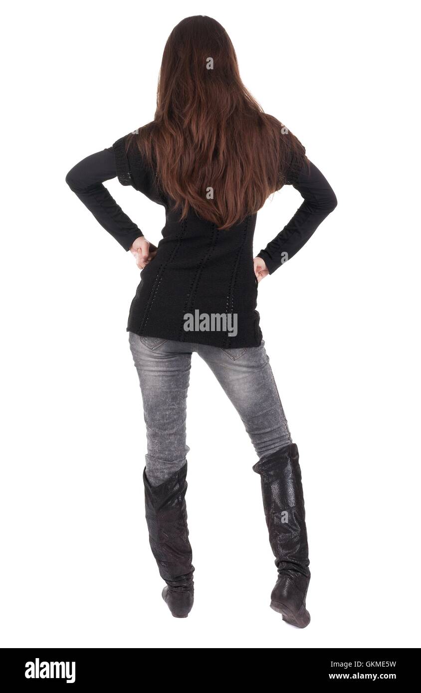back view of standing young beautiful woman Stock Photo - Alamy