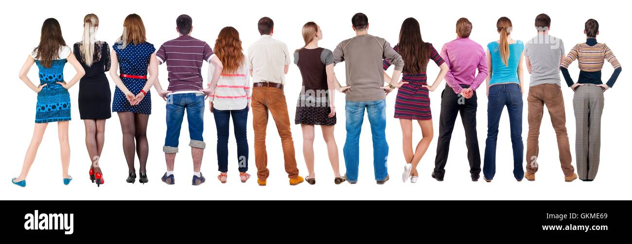 Back view group of people looking Stock Photo - Alamy