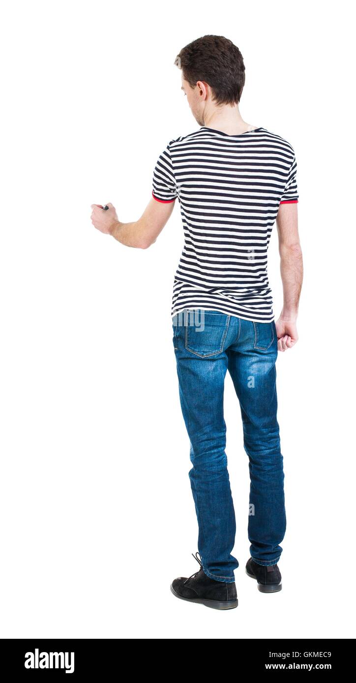 back view of writing man Stock Photo - Alamy