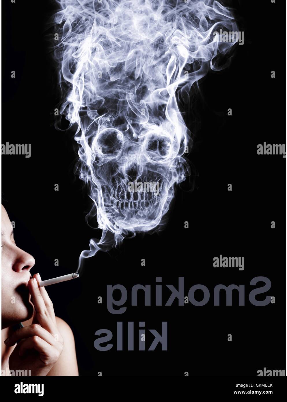 The concept "smoking kills". Isolated on a black background Stock Photo ...