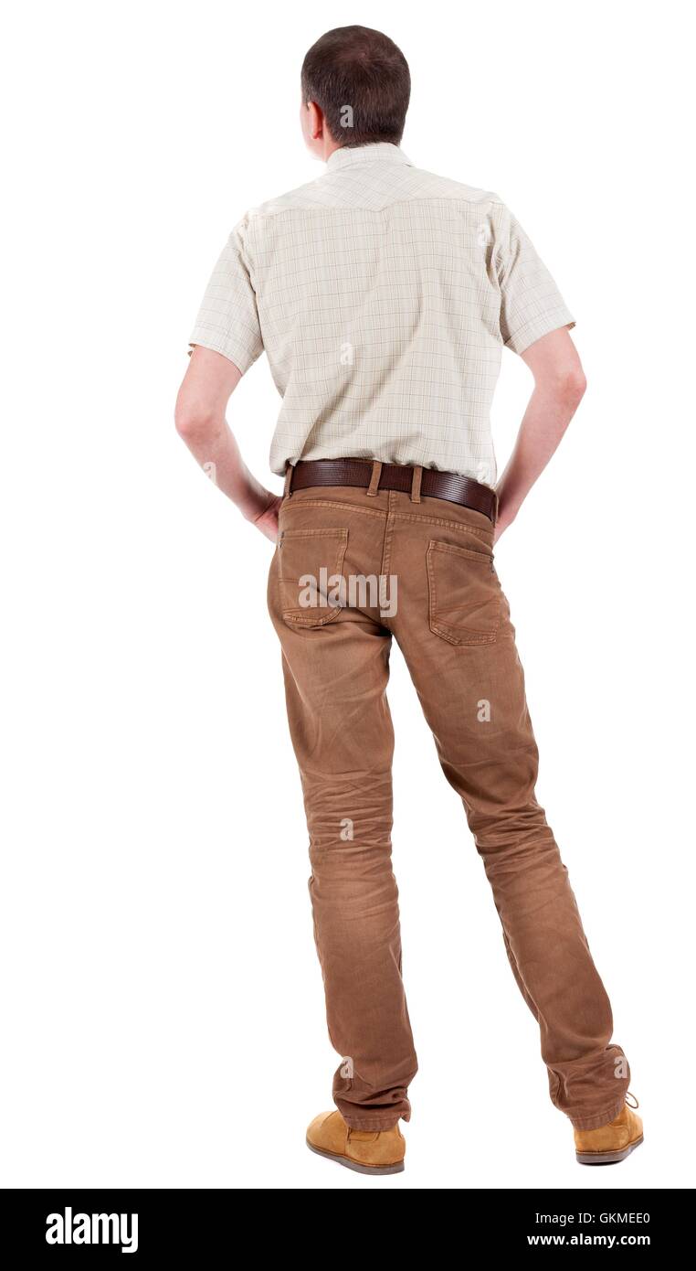 Back view of handsome man in shirt looking up Stock Photo - Alamy