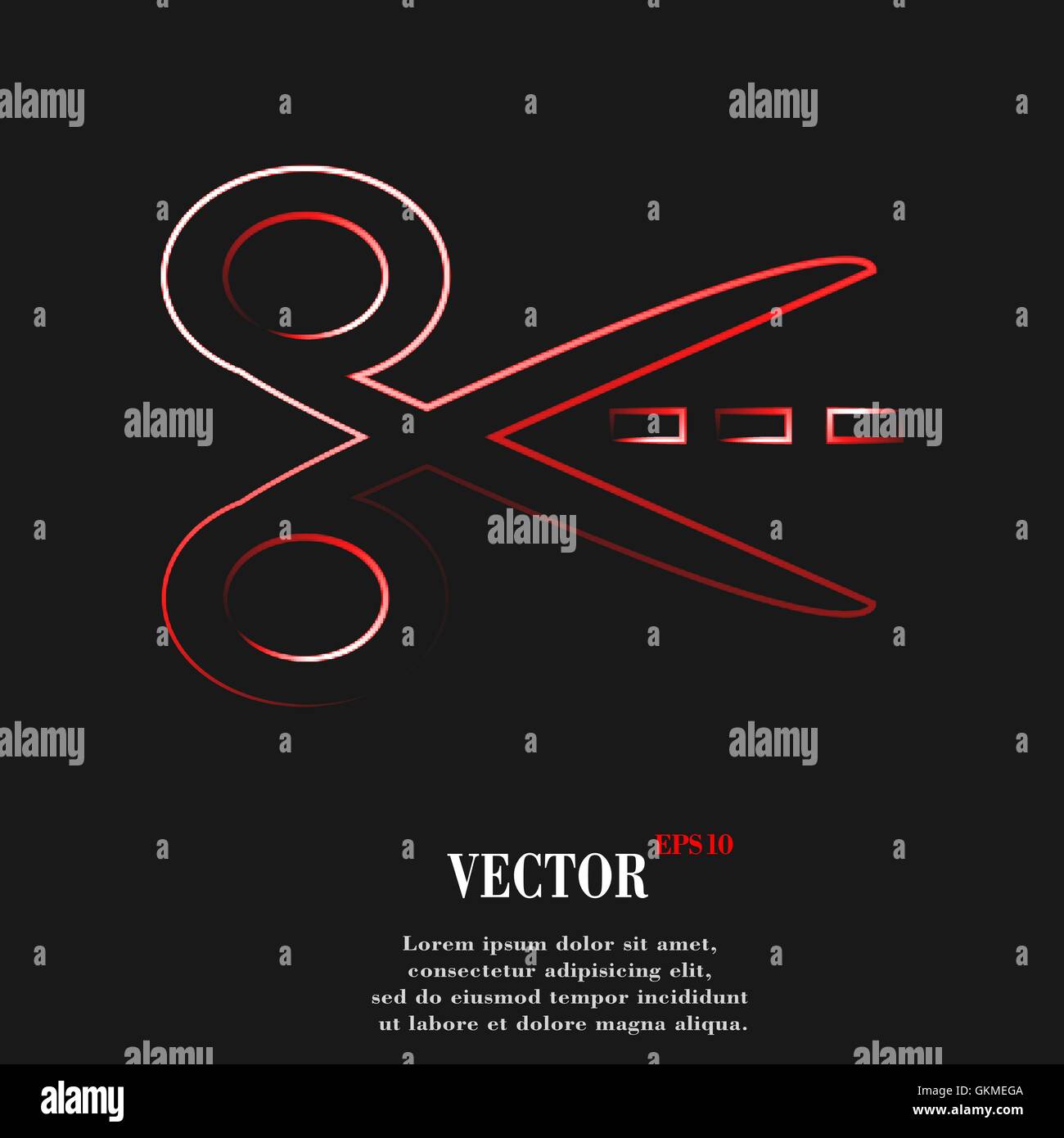 Scissors cut dash dotted line icon symbol Flat modern web design with ...