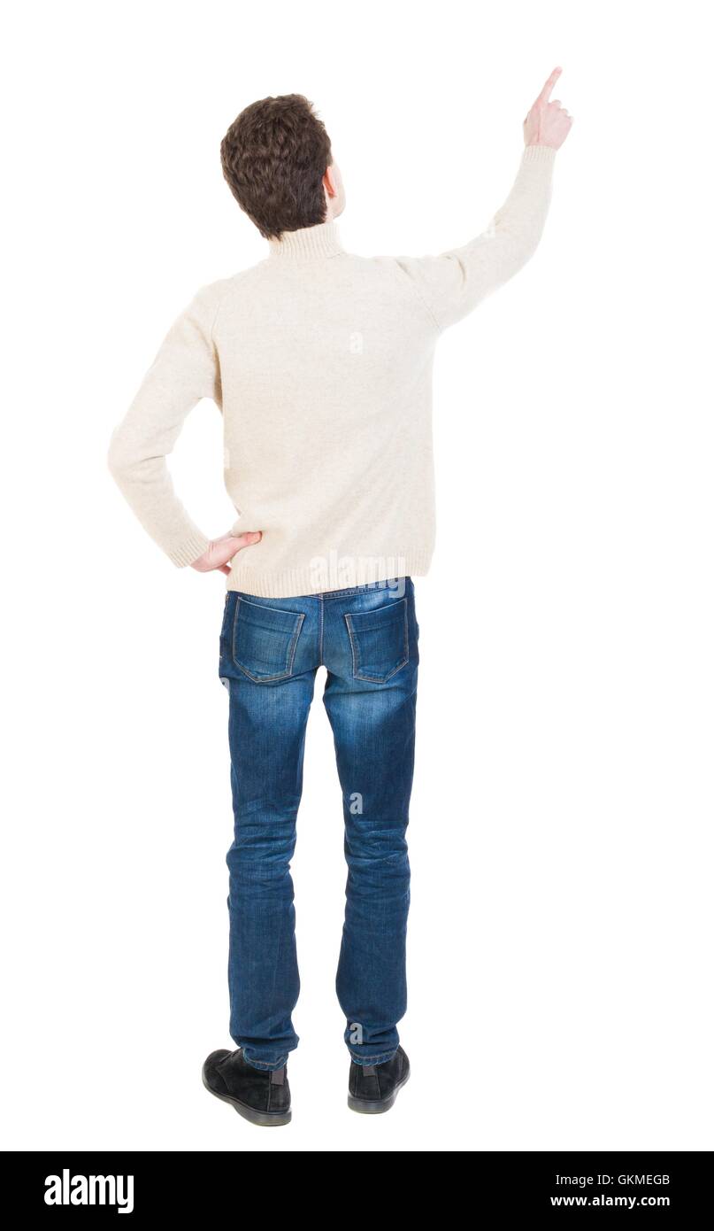 Back view of pointing business man Stock Photo - Alamy