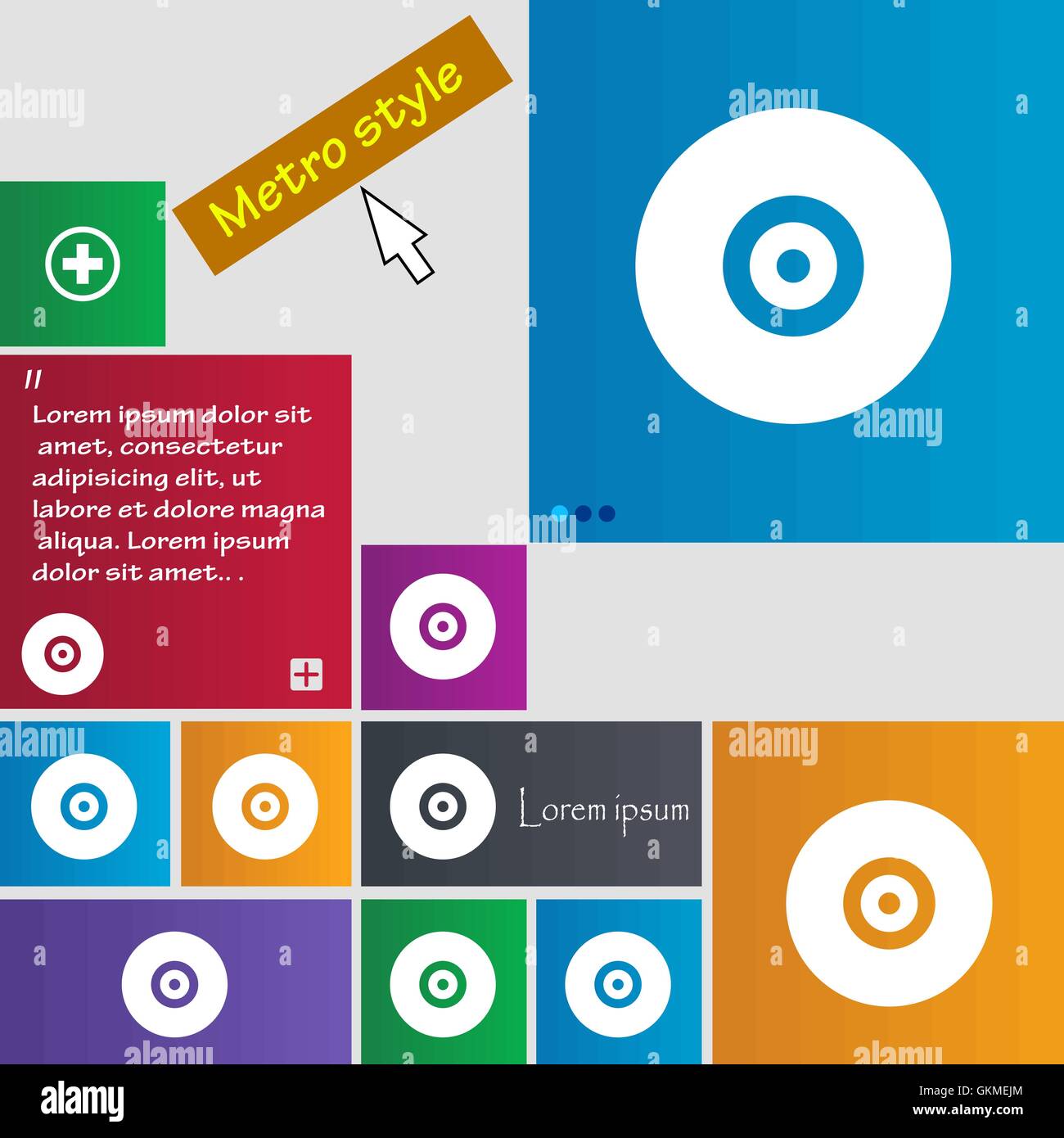 CD or DVD icon sign. Metro style buttons. Modern interface website buttons with cursor pointer ...