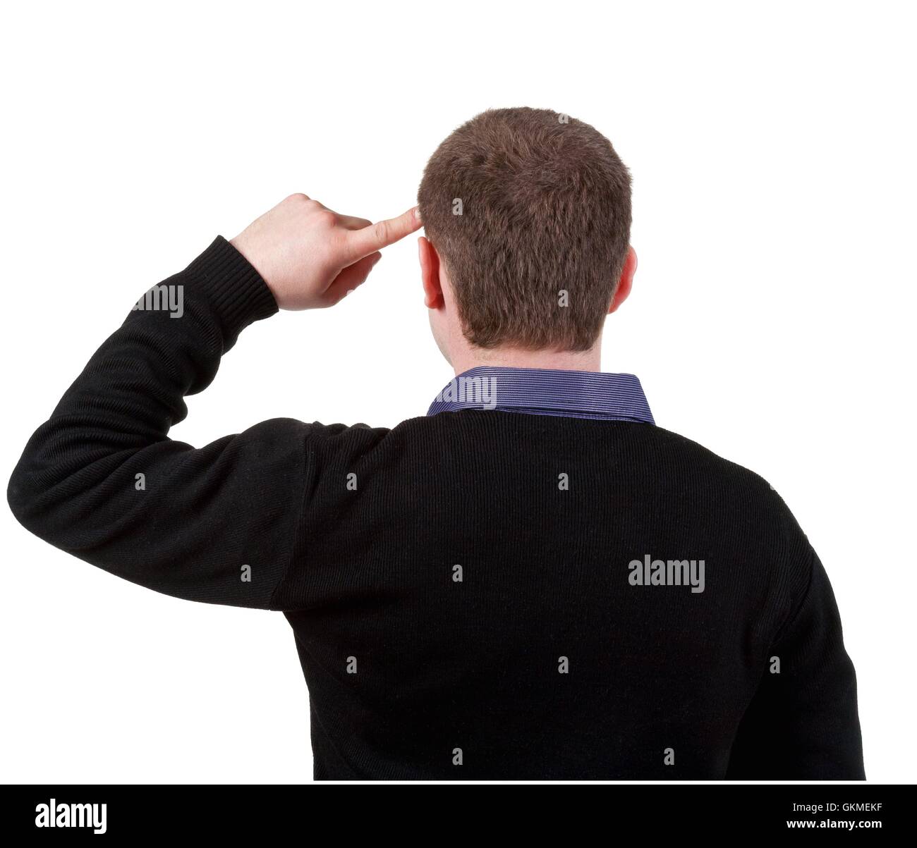 Back view of thinking business man Stock Photo - Alamy