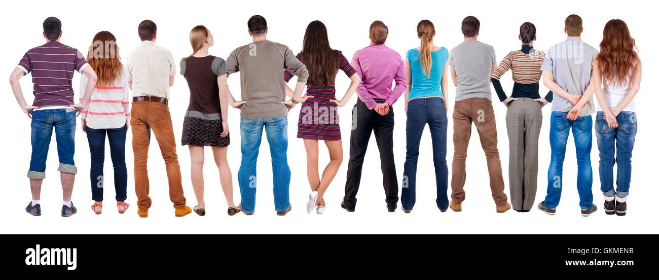 Back view group of people looking Stock Photo - Alamy