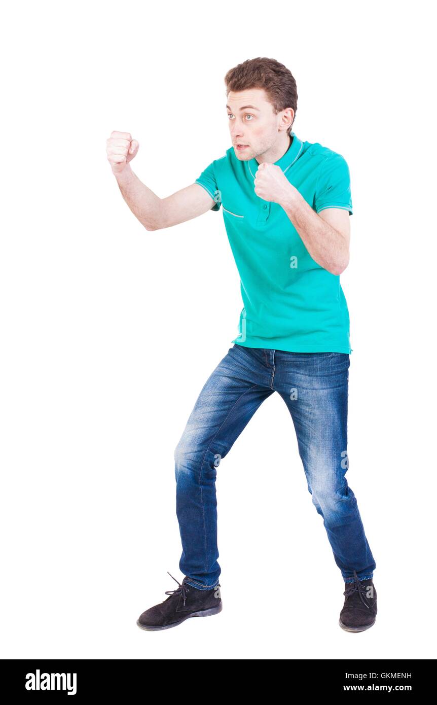 skinny guy funny fights waving his arms and legs Stock Photo - Alamy