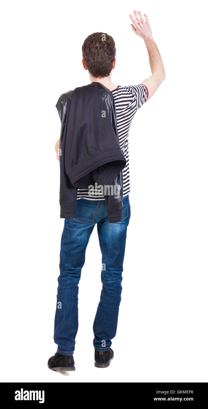 Back view of beautiful man welcomes Stock Photo - Alamy