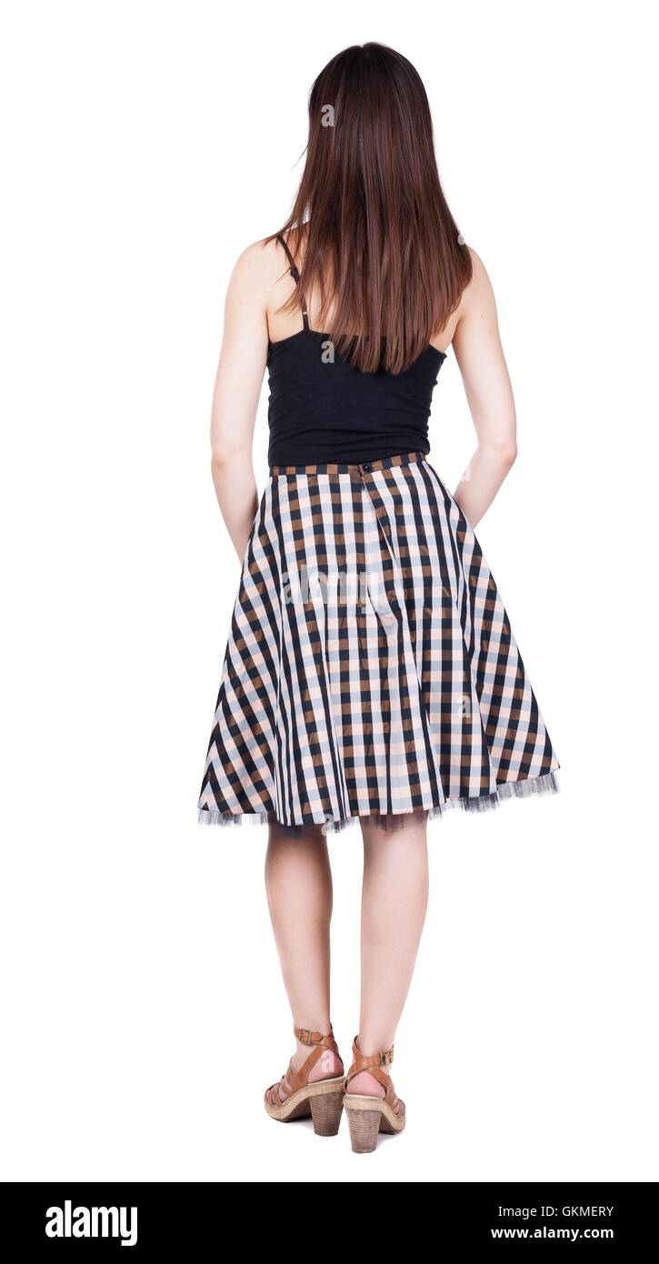 back view of standing young beautiful woman Stock Photo - Alamy