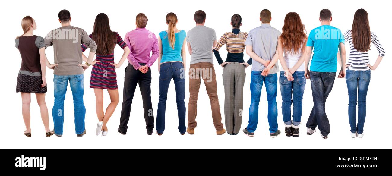 Back view group of people looking Stock Photo - Alamy