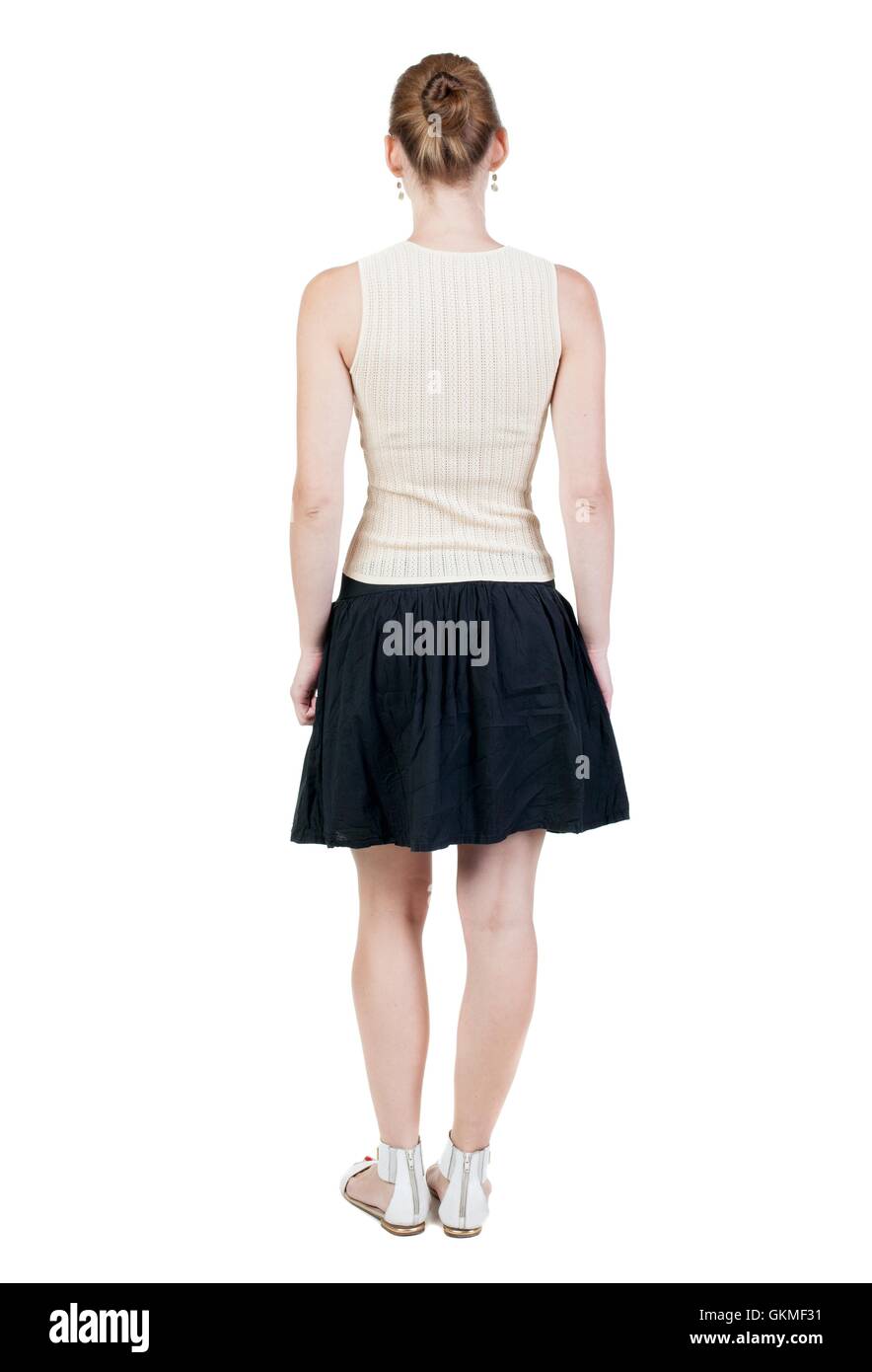 back view of standing young beautiful woman Stock Photo - Alamy