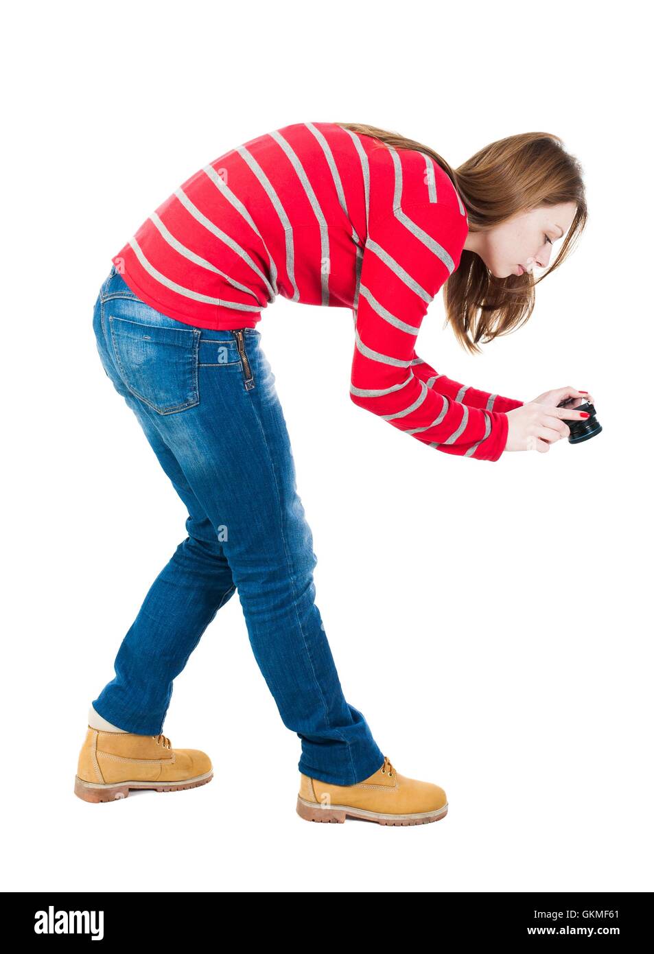 Back view of woman photographing Stock Photo - Alamy