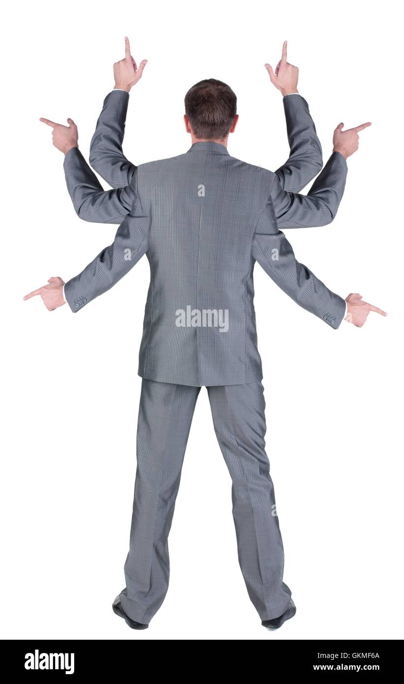 businessman with many hands pointing at wall Stock Photo - Alamy