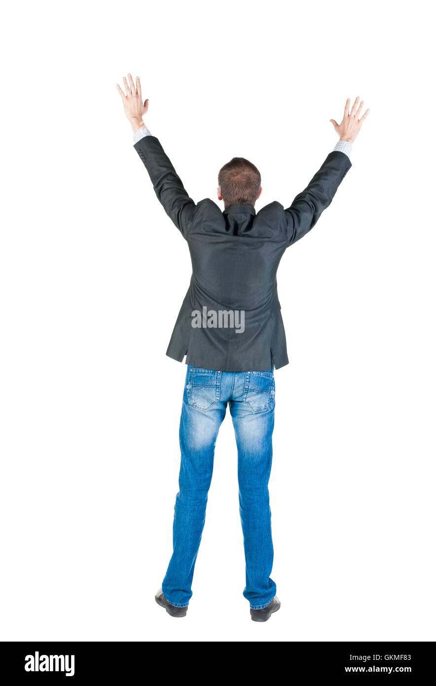 Back view of shocked and scared young business man Stock Photo - Alamy