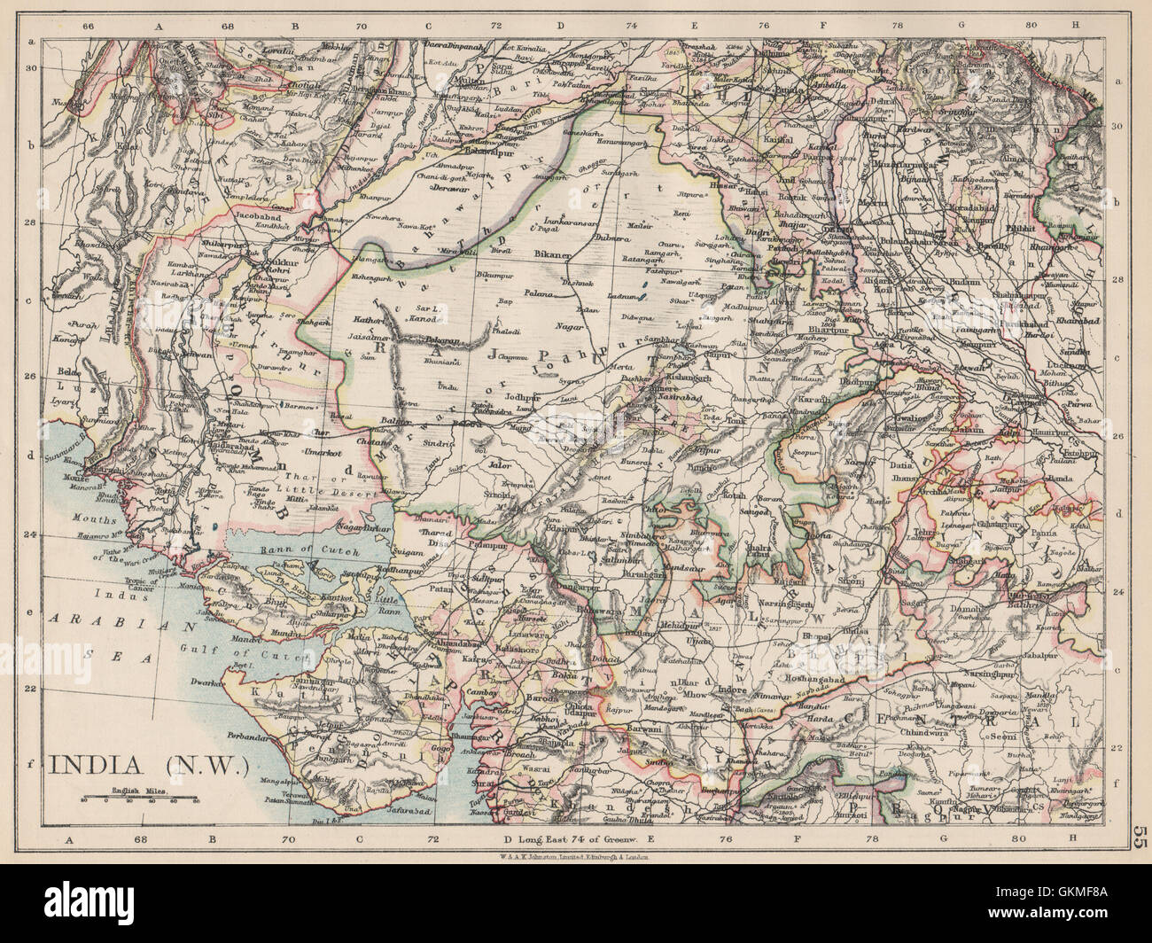 BRITISH INDIA NW. Rajputana (Rajasthan) Sindh Gujarat Malwa. JOHNSTON ...