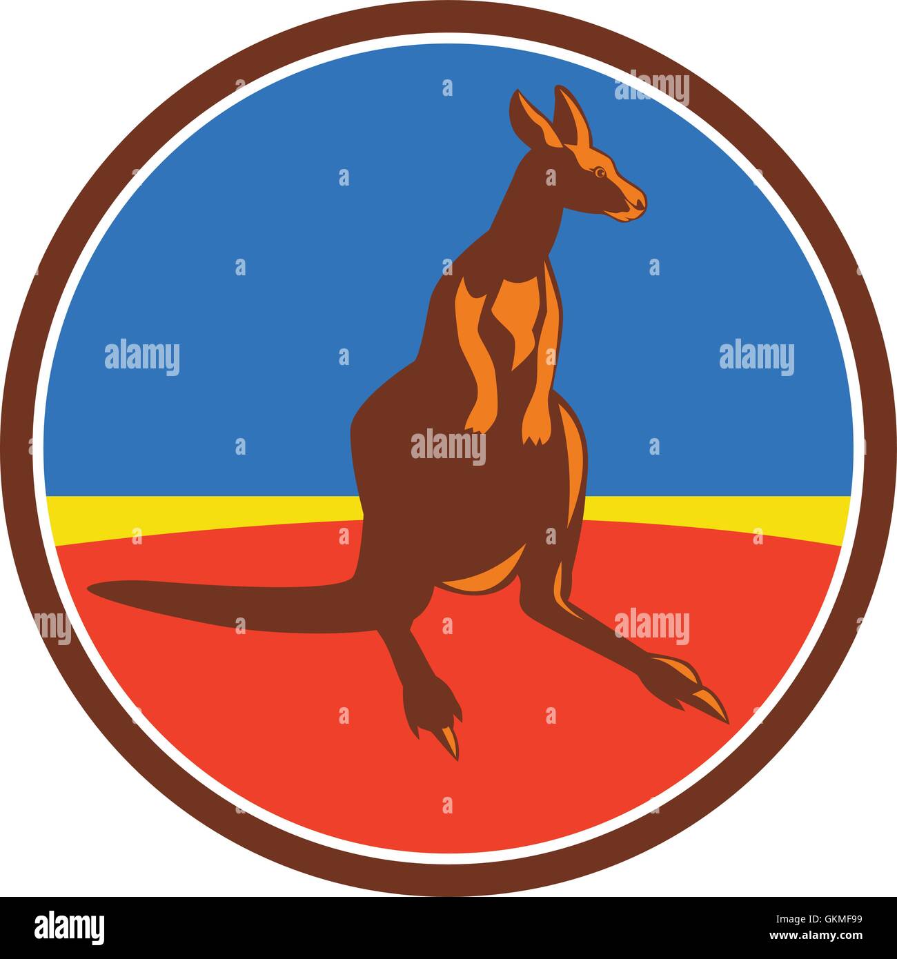 Kangaroo Circle Retro Stock Vector Image & Art - Alamy
