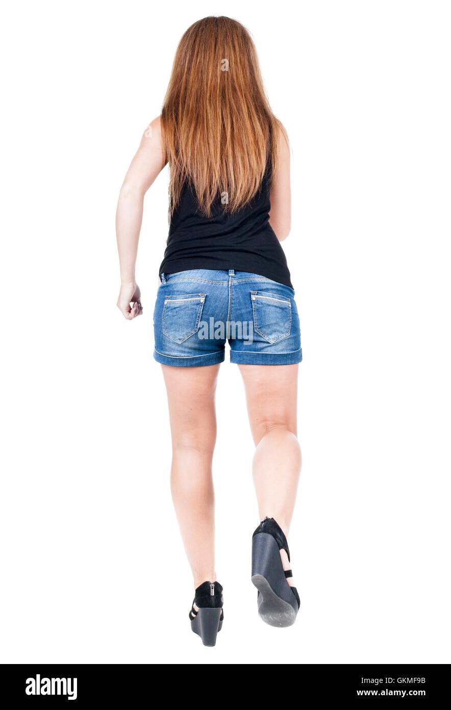 back view of running woman Stock Photo - Alamy